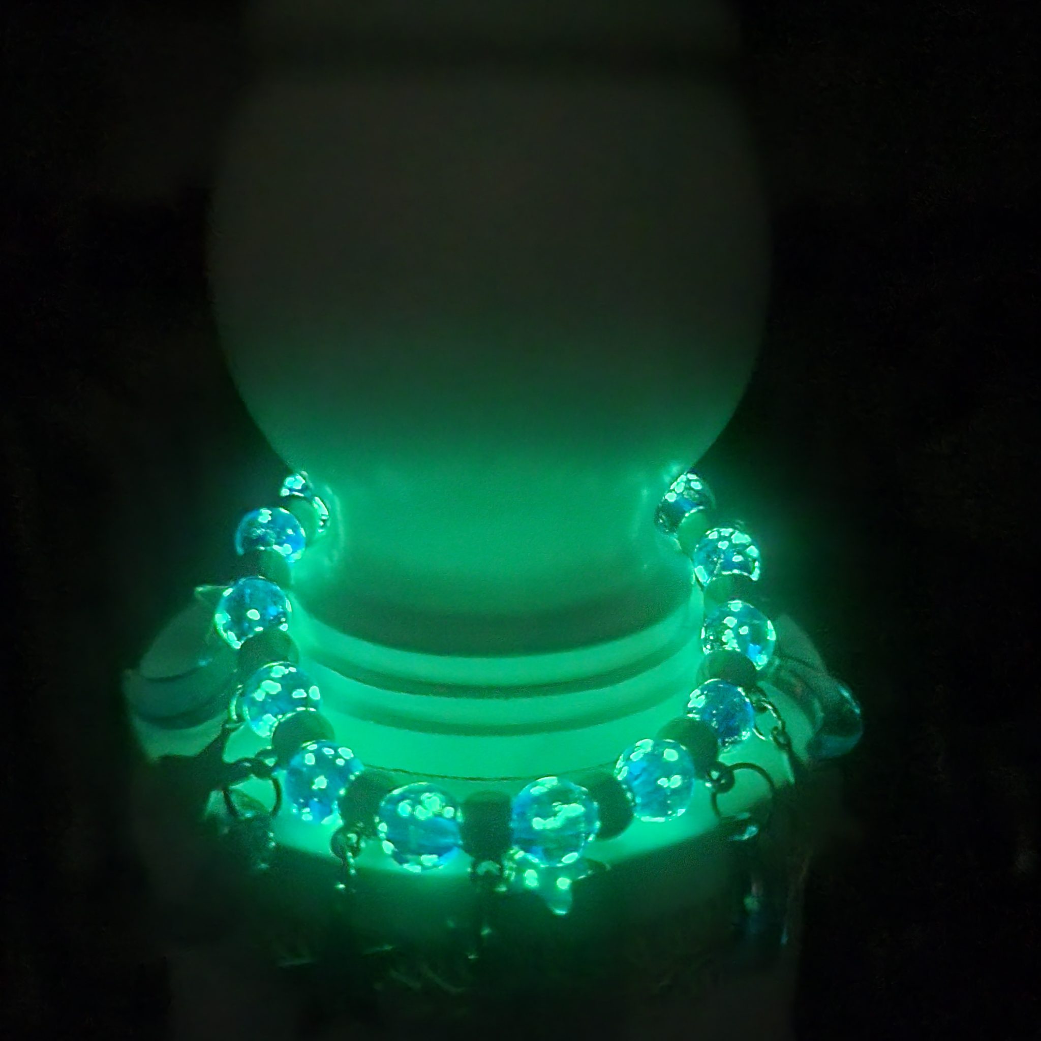 Bewitching Firefly Glass Glow In The Dark Moon And Stars Charm Bracelet